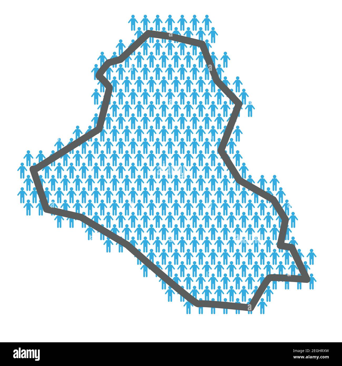 Iraq population map. Country outline made from people figures Stock ...