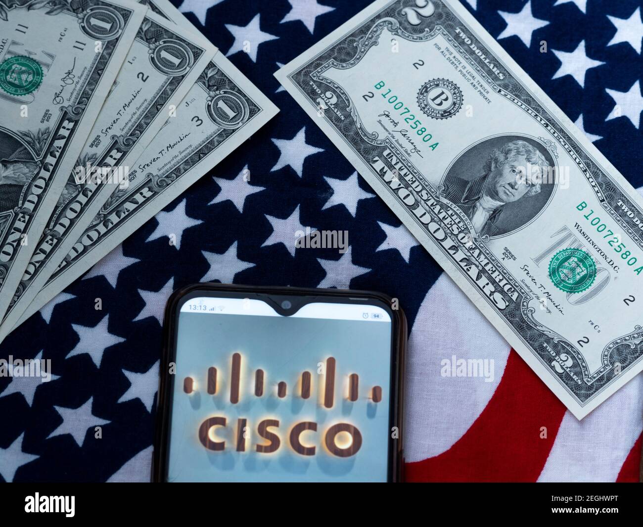 In this photo illustration, a Cisco Systems appliance logo seen ...