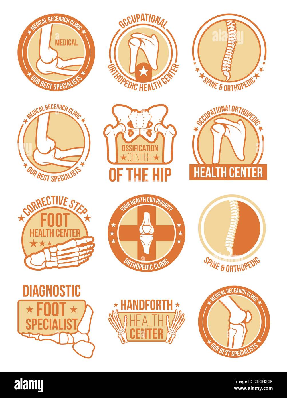 Medical clinic or health center icon for orthopedic and rheumatology ...