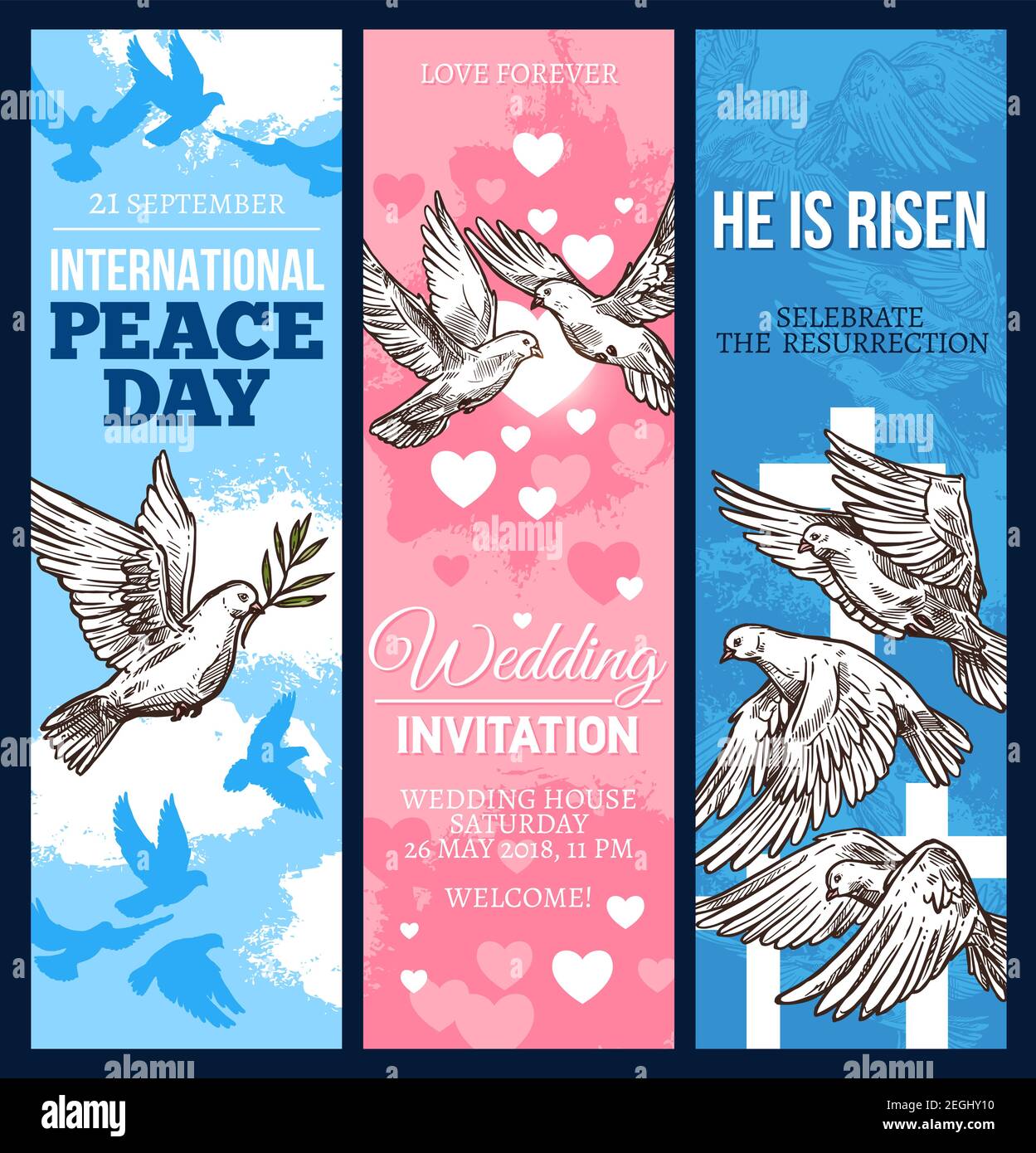 Wedding invitation, Easter religion holiday greeting card and World ...