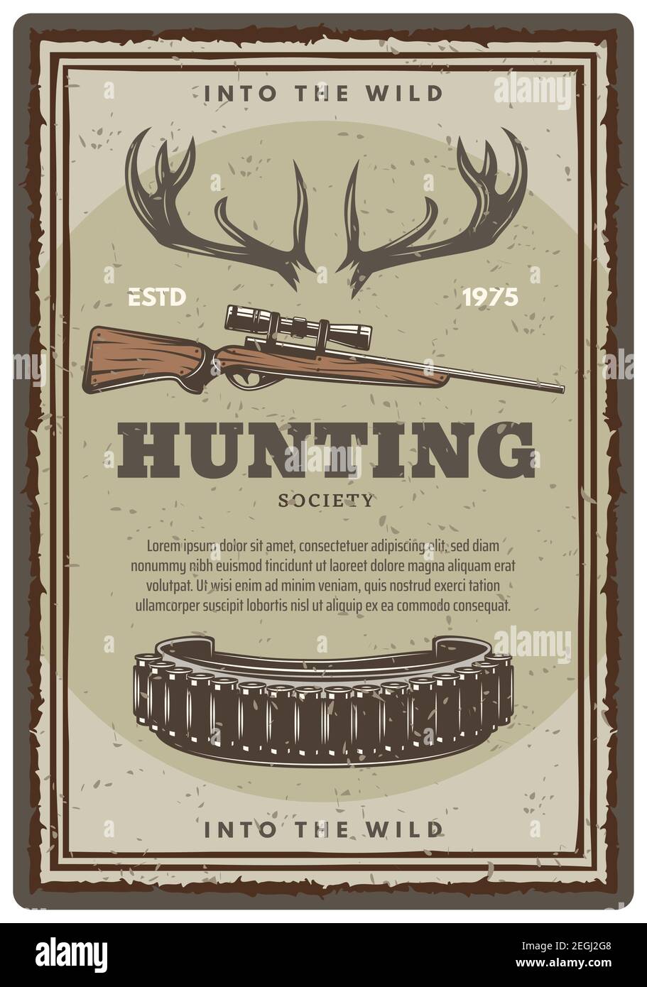Hunter club or hunting open season sketch poster of hunter rifle gun ...