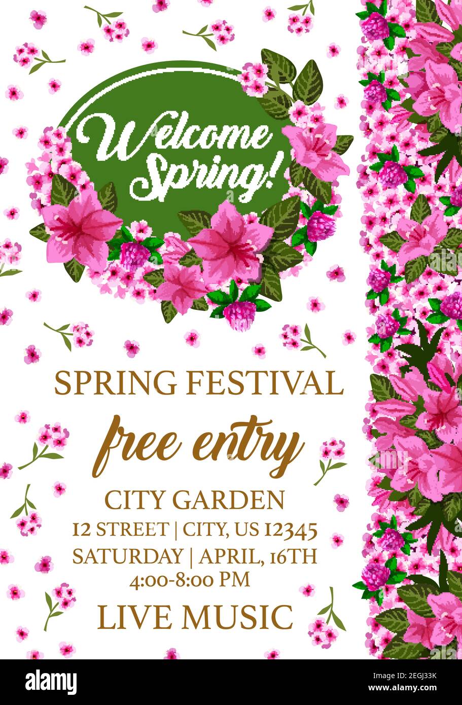 Spring holiday poster with floral frame for Springtime festival ...