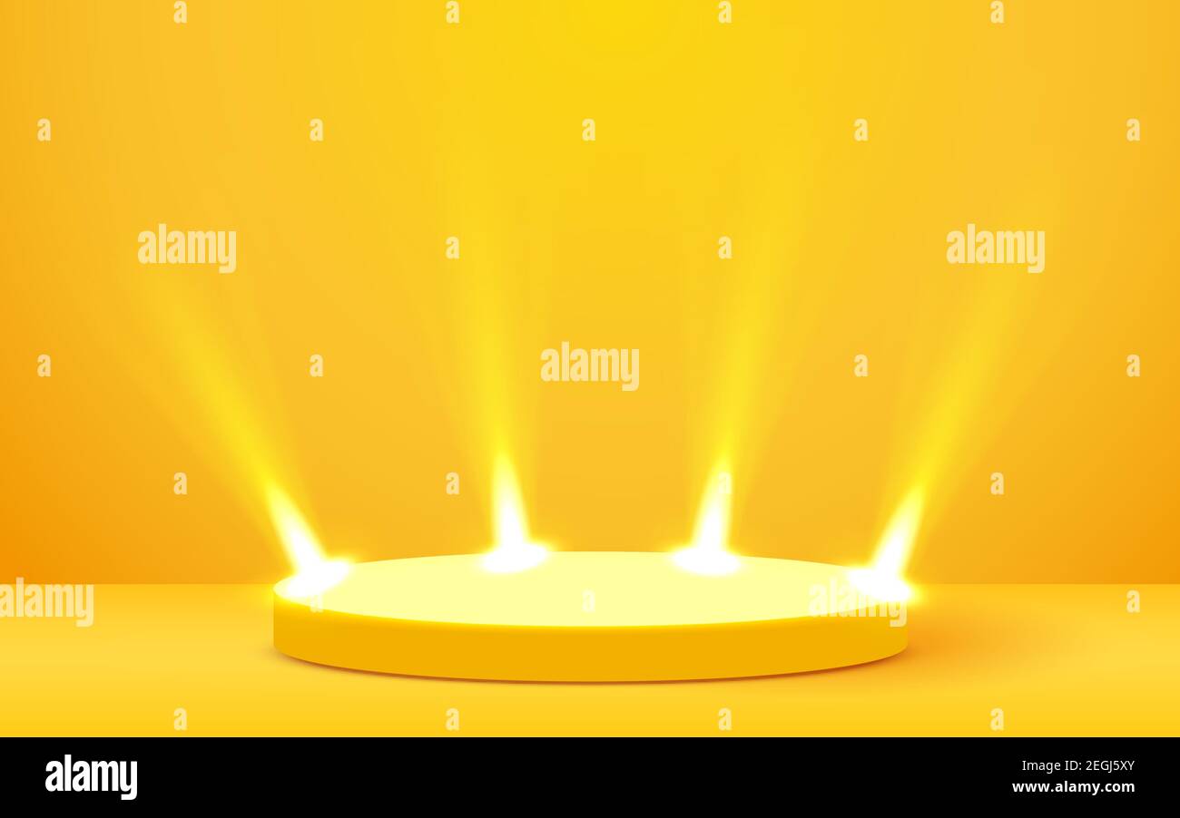 Stage Podium Scene for Award Ceremony illuminated with spotlight. Award ...