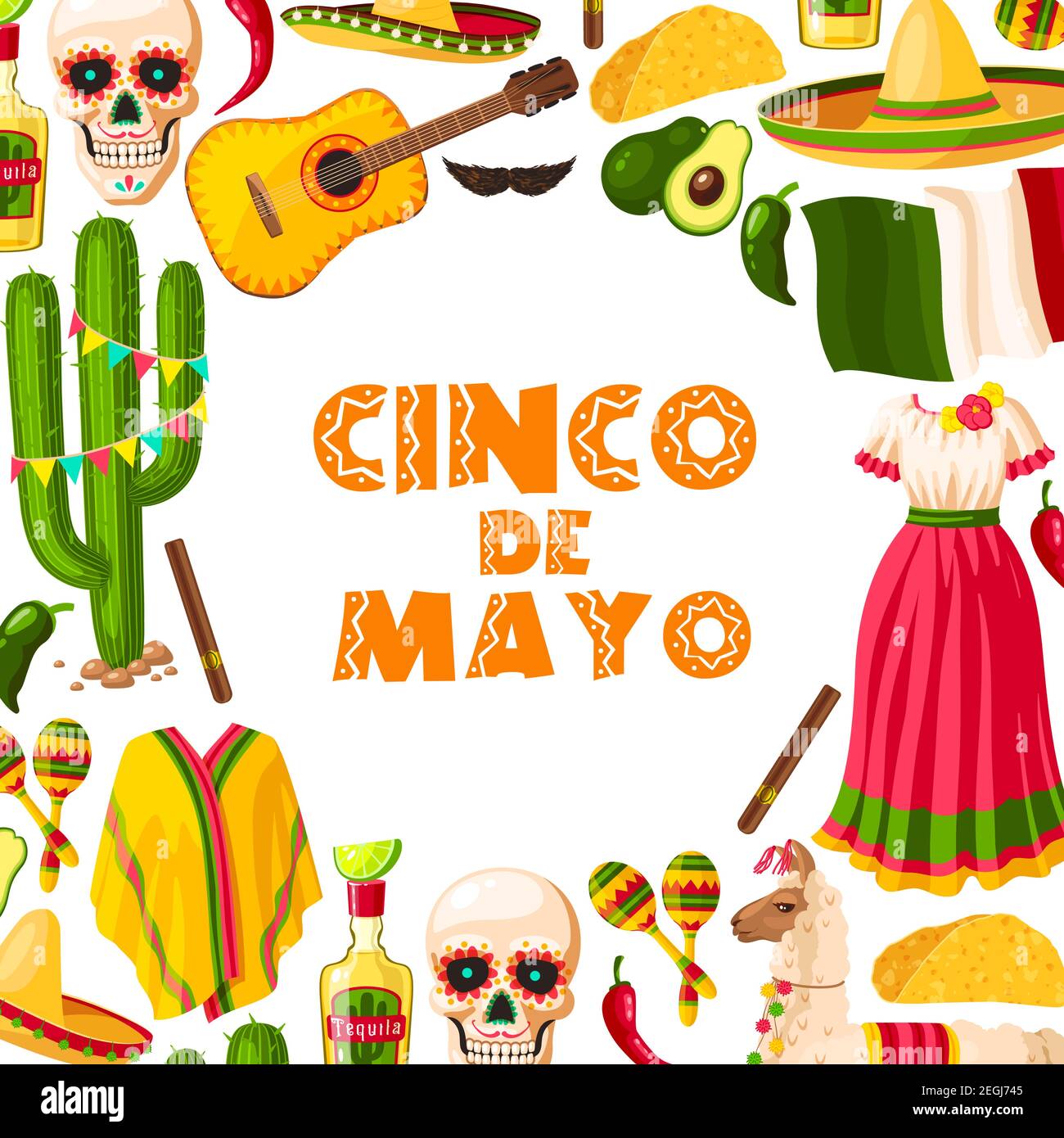 Cinco de Mayo mexican holiday greeting card for Puebla battle victory ...