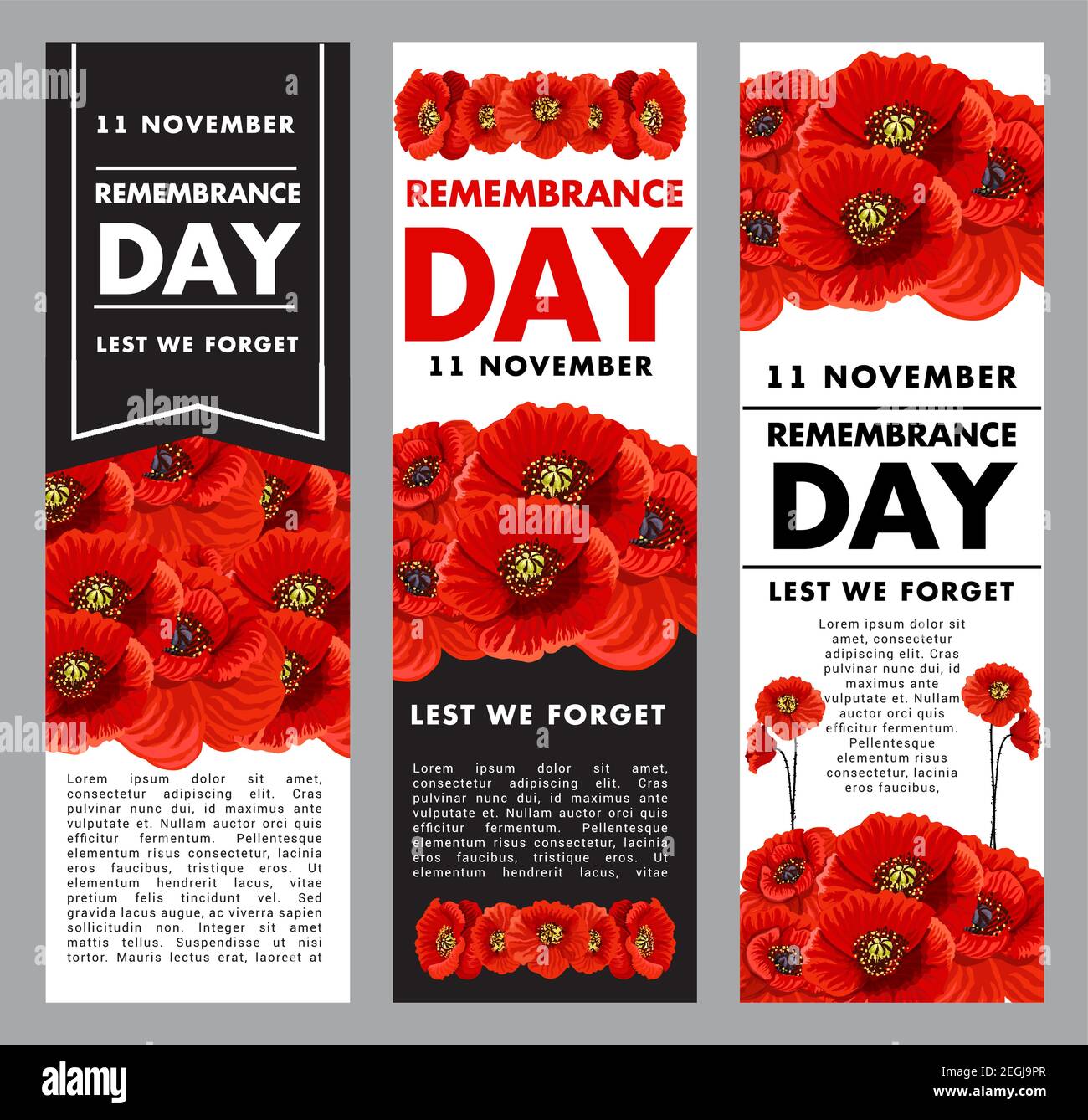 Three vertical vector posters about Remembrance day. Vector banners 11 ...