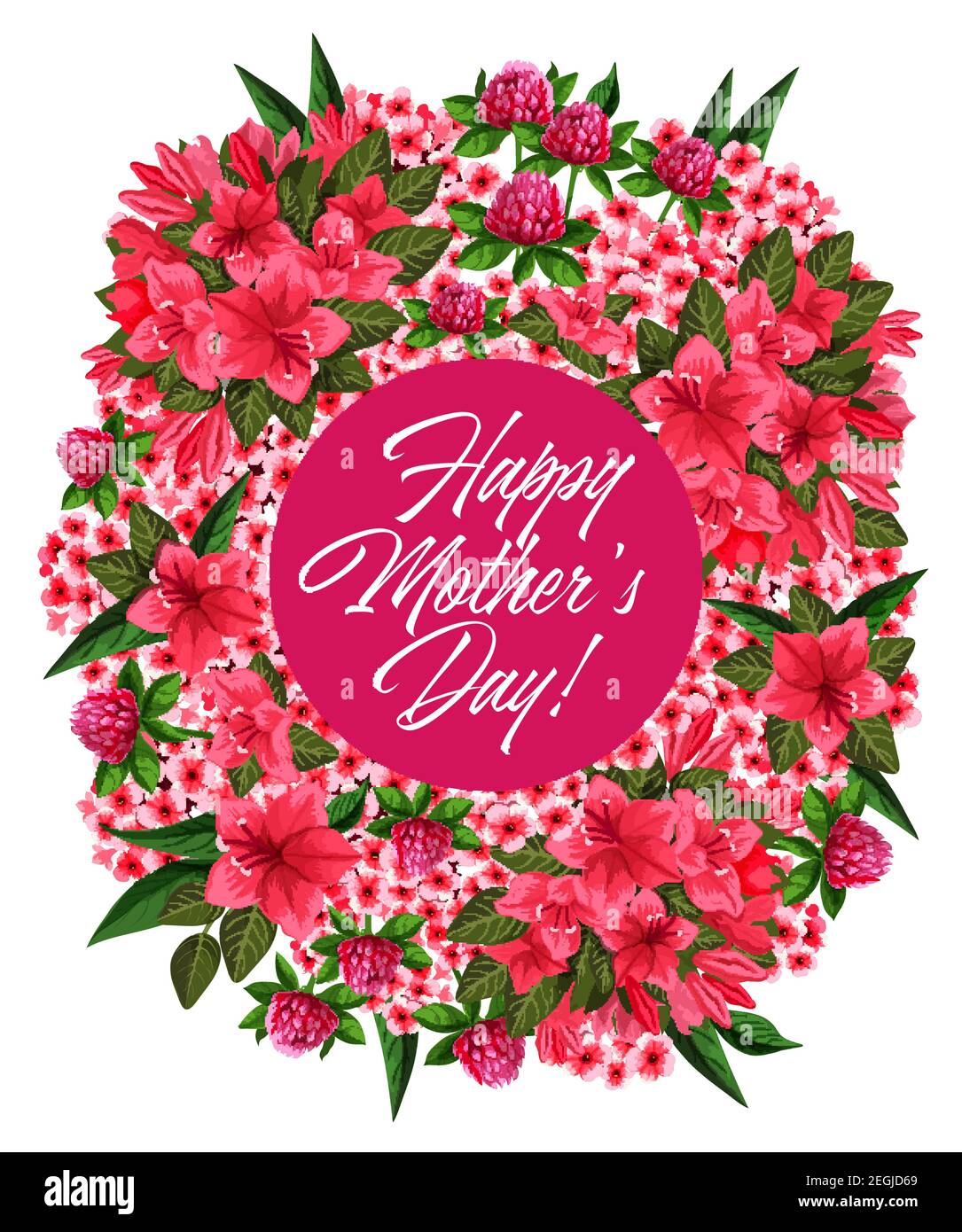 Mother Day pink flower frame for spring holiday greeting card. Floral ...