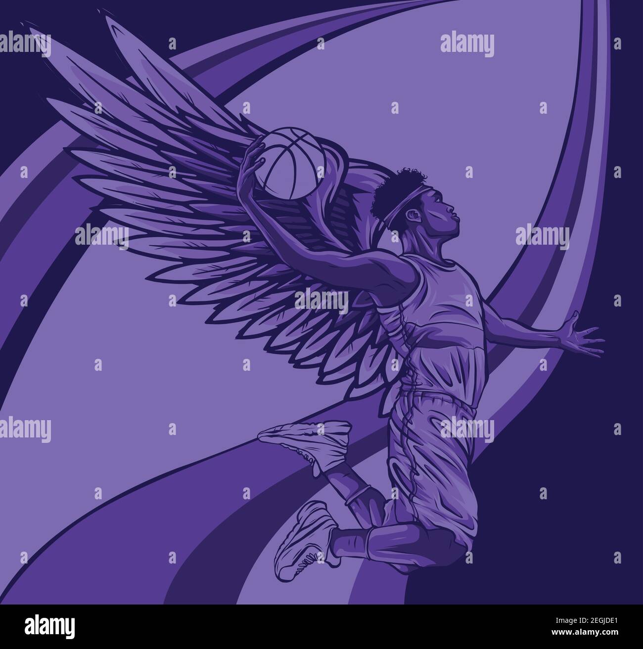 Basketball player with wing and ball vector Stock Vector Image & Art ...