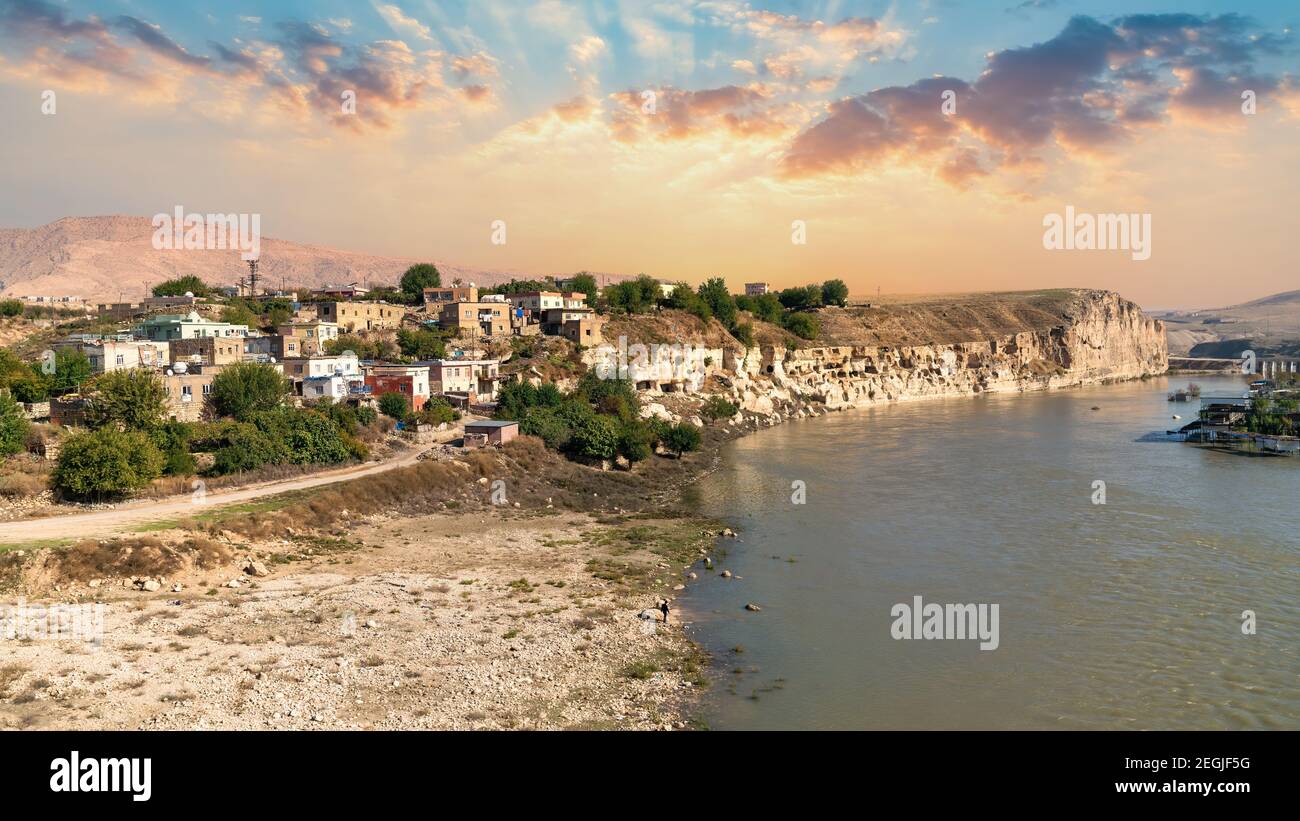 Hasankeyf, Turkey - October 2019: Remains of the town of Hasankeyf on ...