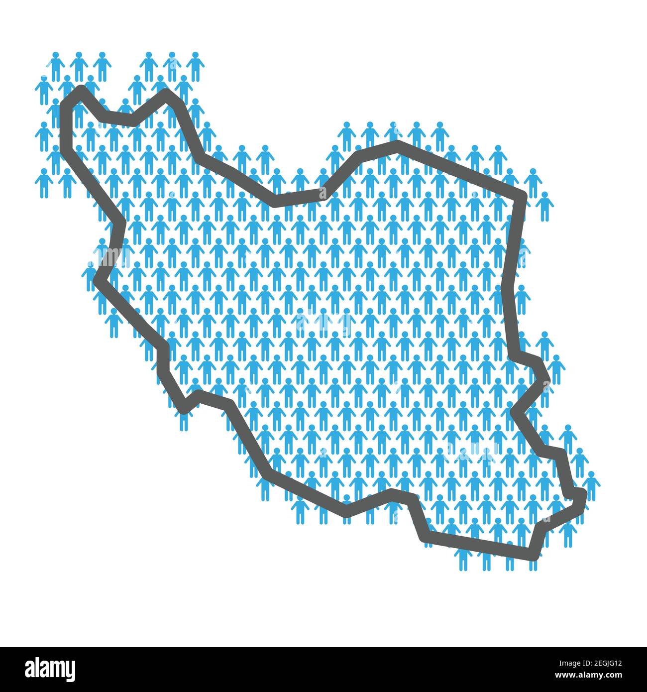 Iran population map. Country outline made from people figures Stock ...