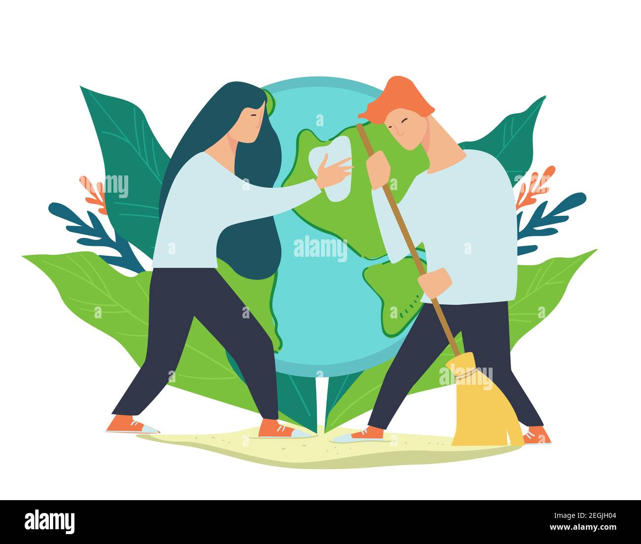 Caring for environment and cleaning planet vector Stock Vector Image ...