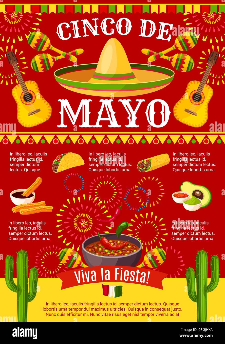 Cinco de Mayo Mexican greeting card poster for Mexico holiday ...