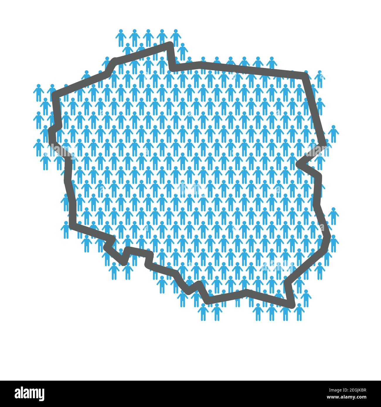 Poland population map. Country outline made from people figures Stock ...
