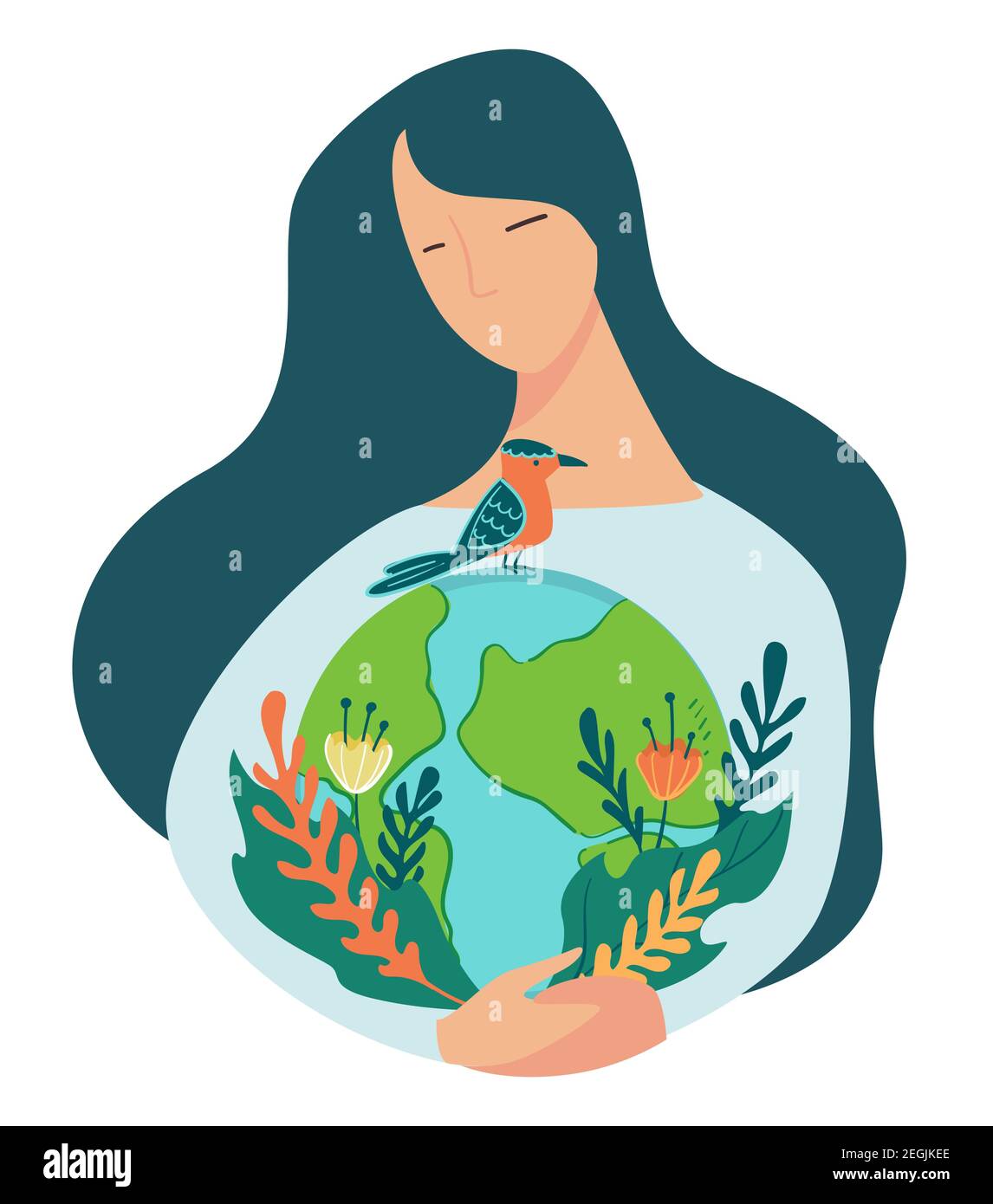 Protecting nature and environment of planet woman Stock Vector Image ...