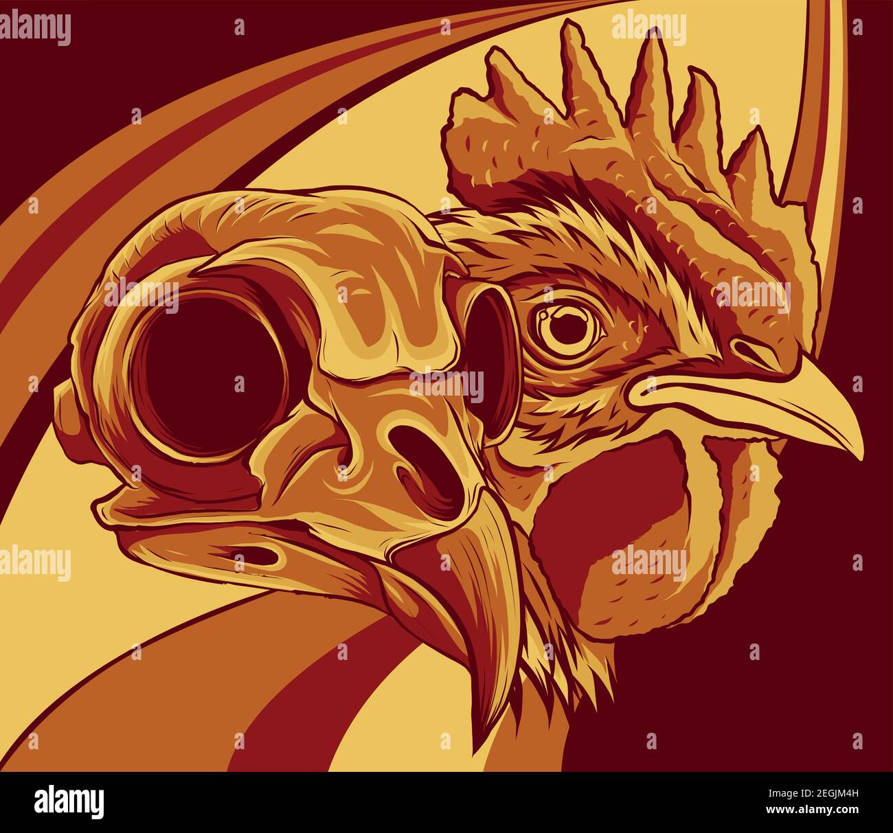 Chicken with Skull vector and artwork illustration Stock Vector Image ...