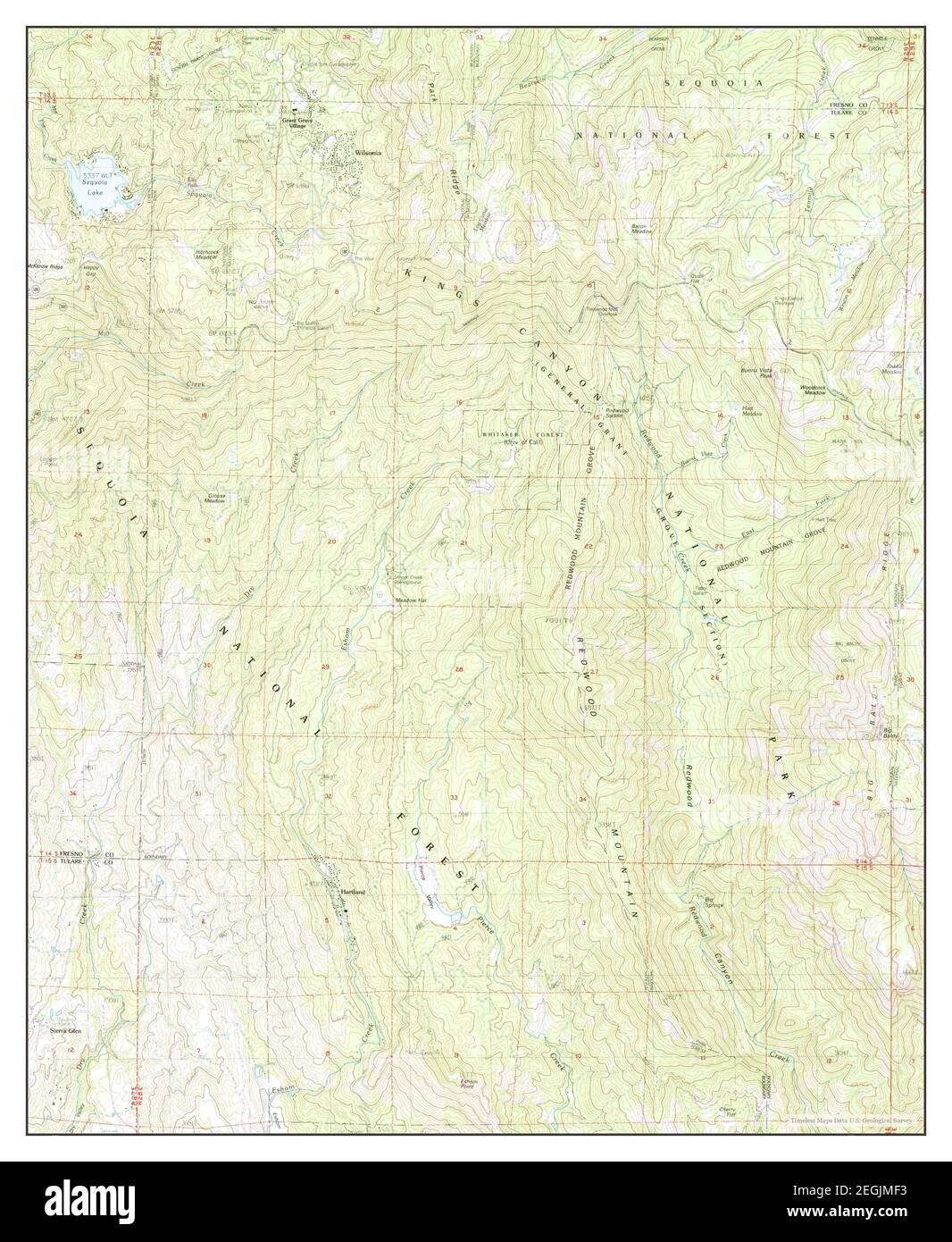 General Grant Grove, California, map 1987, 1:24000, United States of ...