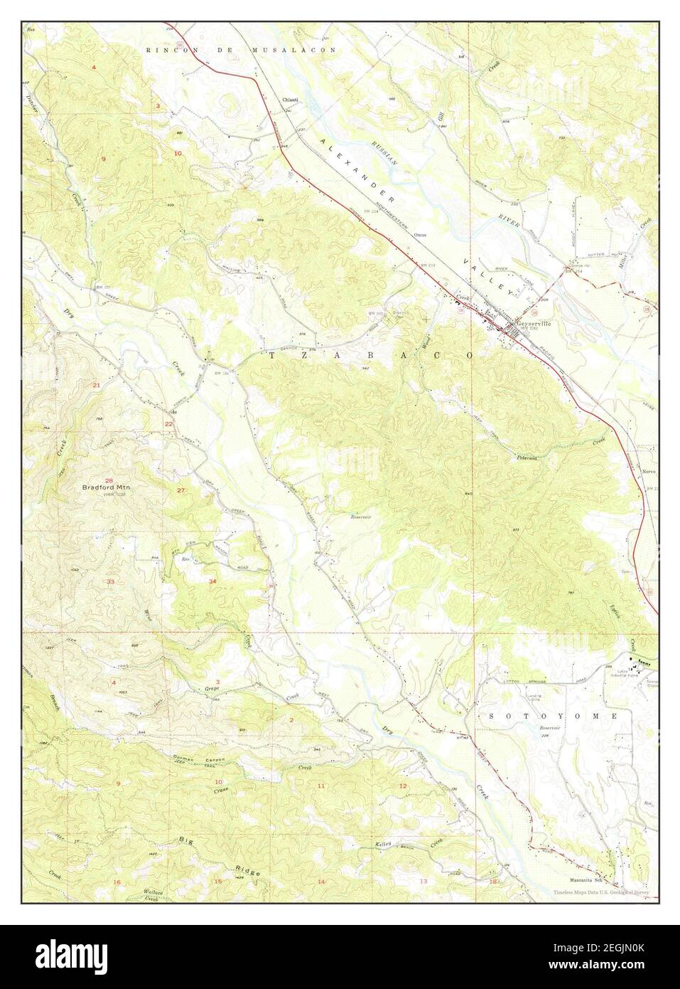 Geyserville, California, map 1955, 1:24000, United States of America by ...