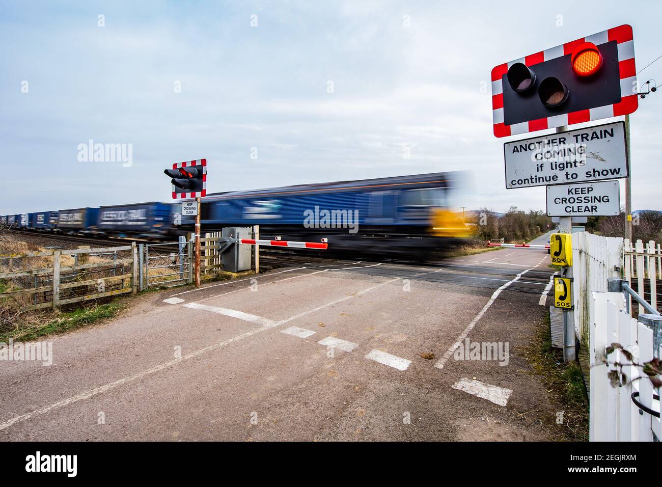 A Tesco freight train passes through Tredington Crossing near ...