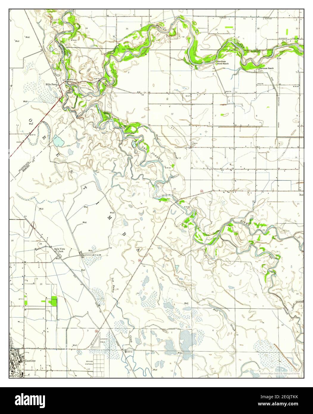Gustine, California, map 1947, 1:24000, United States of America by ...