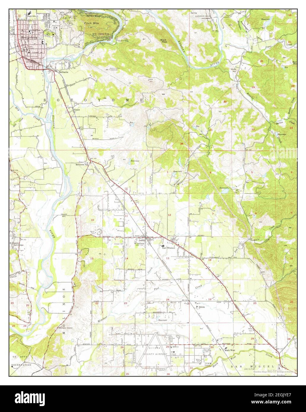 Healdsburg, California, map 1955, 1:24000, United States of America by ...