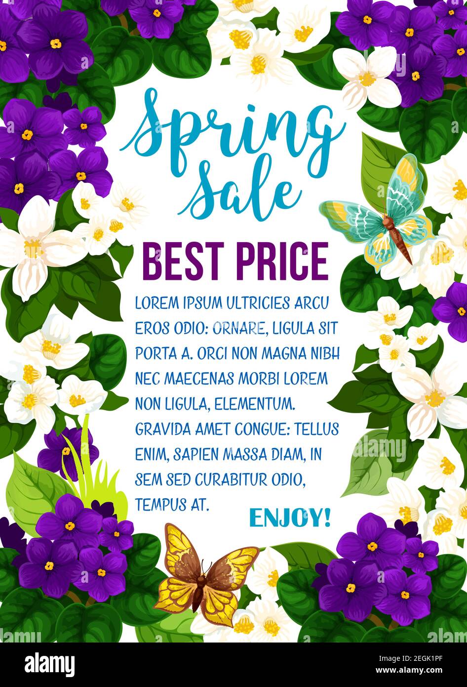 Spring time sale poster of blooming flowers for seasonal springtime ...