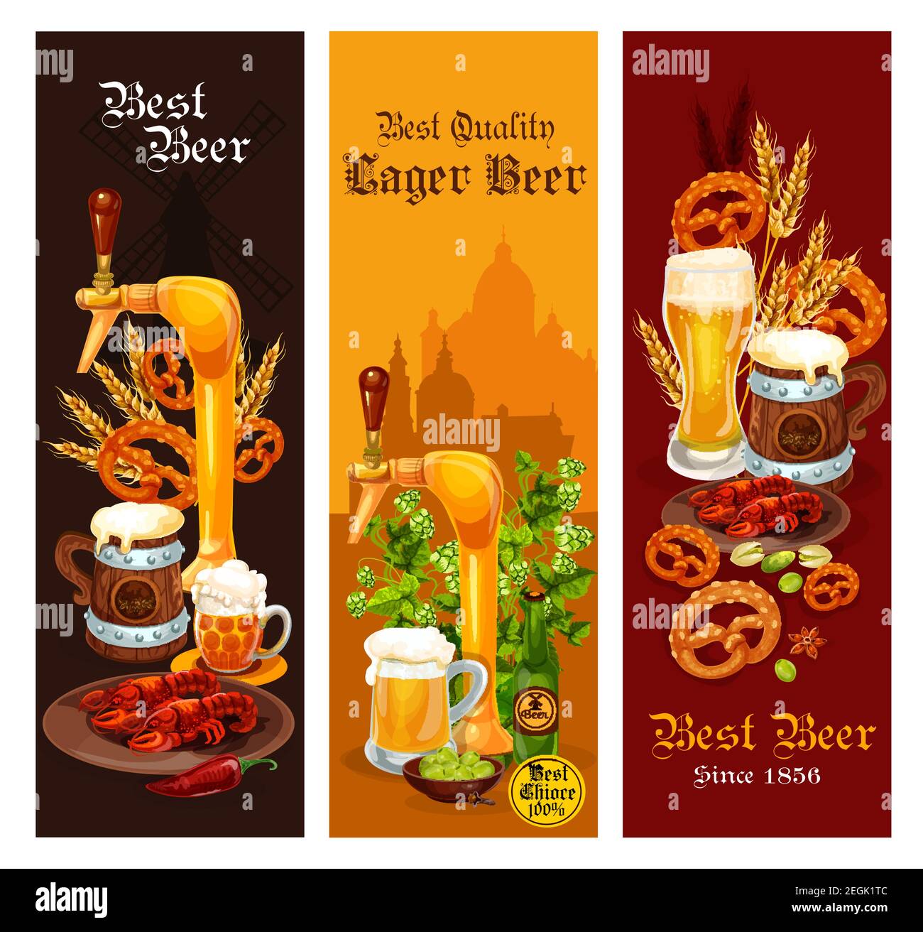 Beer banner set of alcohol drink for pub and bar menu template. Beer ...