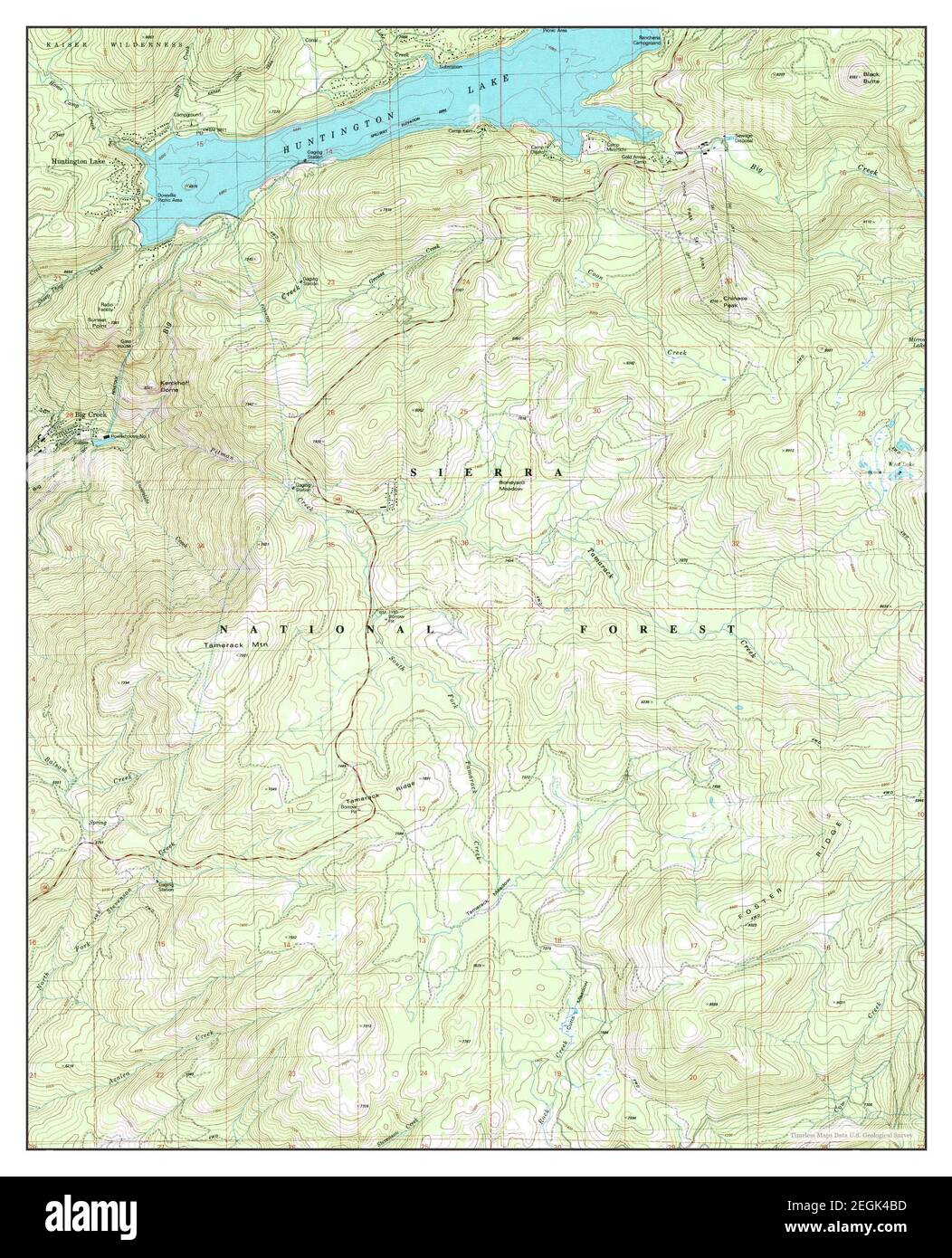 Huntington Lake, California, map 1982, 1:24000, United States of ...
