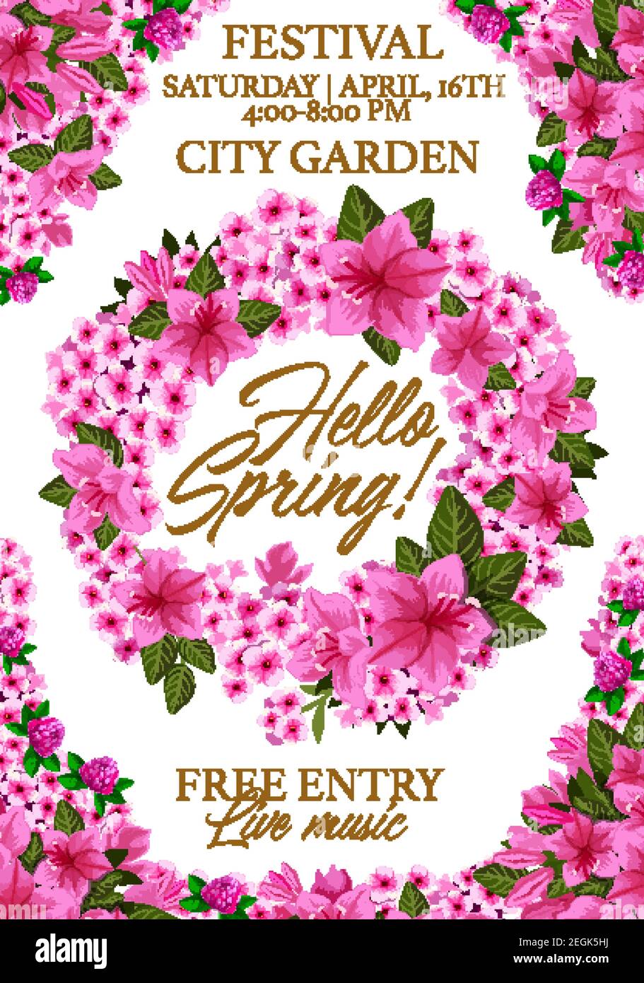 Spring festival or music party invitation card or poster for springtime ...