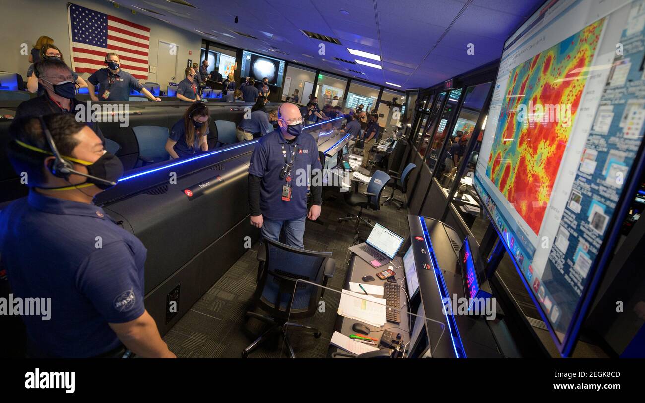 Pasadena, California, USA. 18th Feb, 2021. Members of NASA's ...