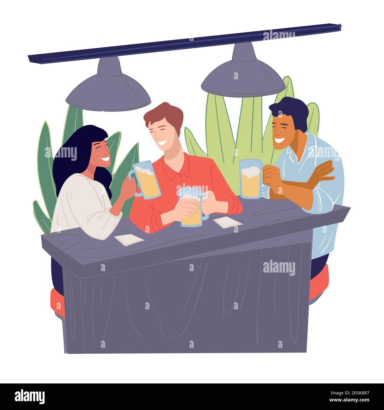 Friends gathered in pub or bar on weekends vector Stock Vector Image ...