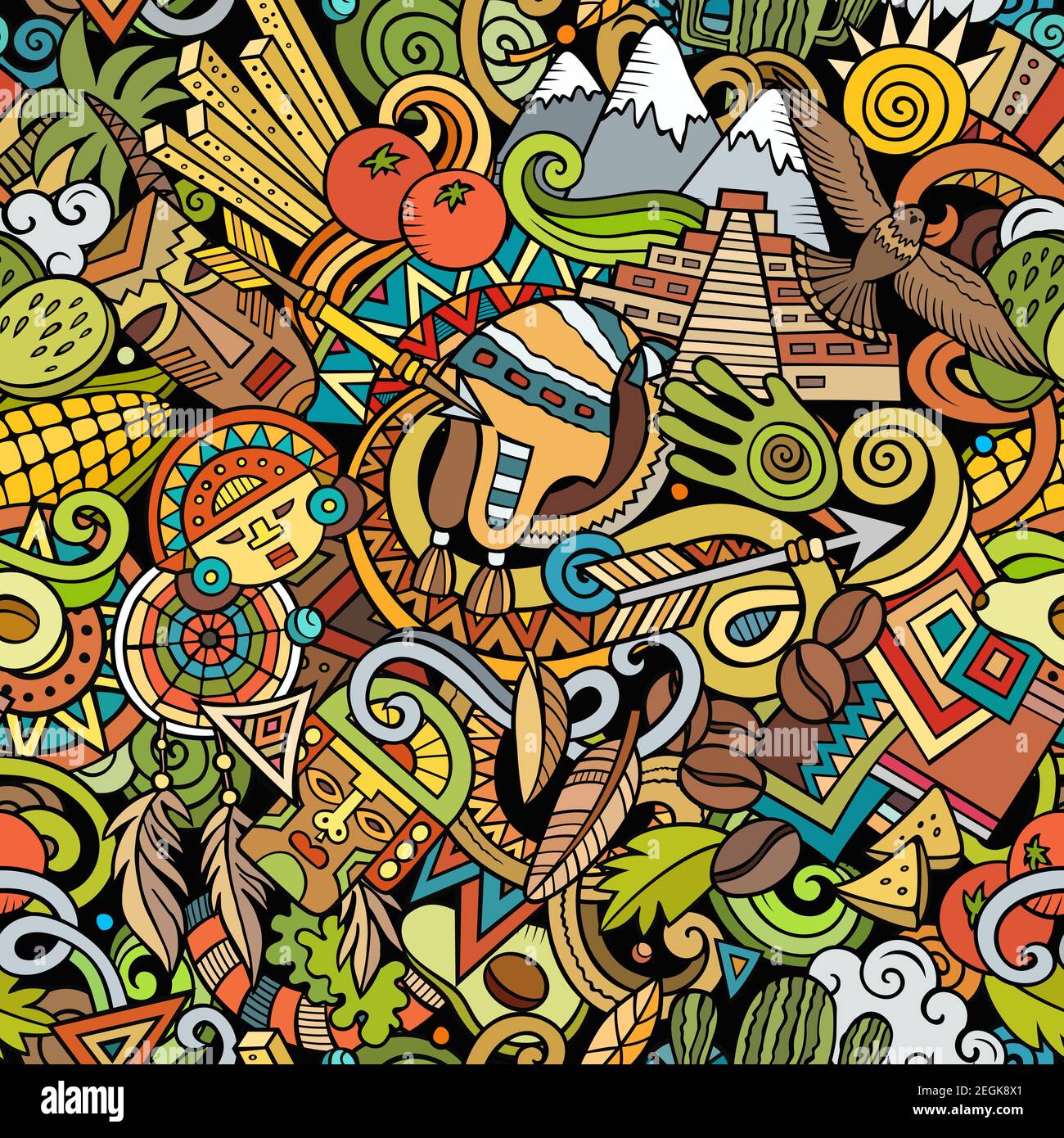 Cartoon doodles Peru seamless pattern Stock Vector Image & Art - Alamy