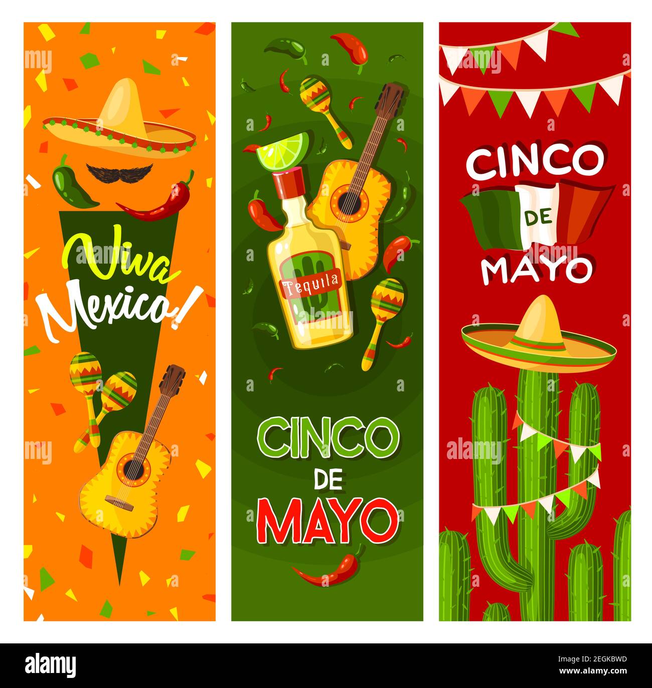 Cinco de Mayo fiesta party greeting banner for mexican holiday ...
