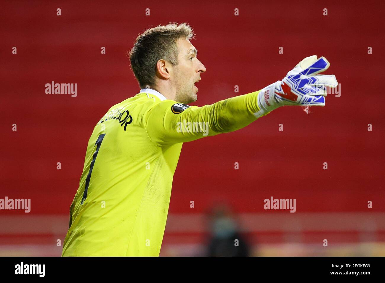 ANTWERPEN, BELGIUM - FEBRUARY 18: goalkeeper Allan McGregor of Rangers ...