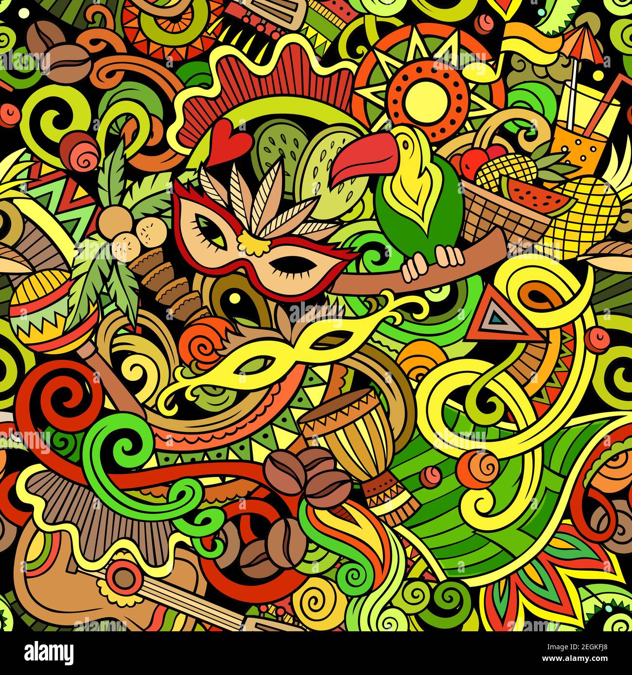 Cartoon doodles Brazil seamless pattern Stock Vector Image & Art - Alamy