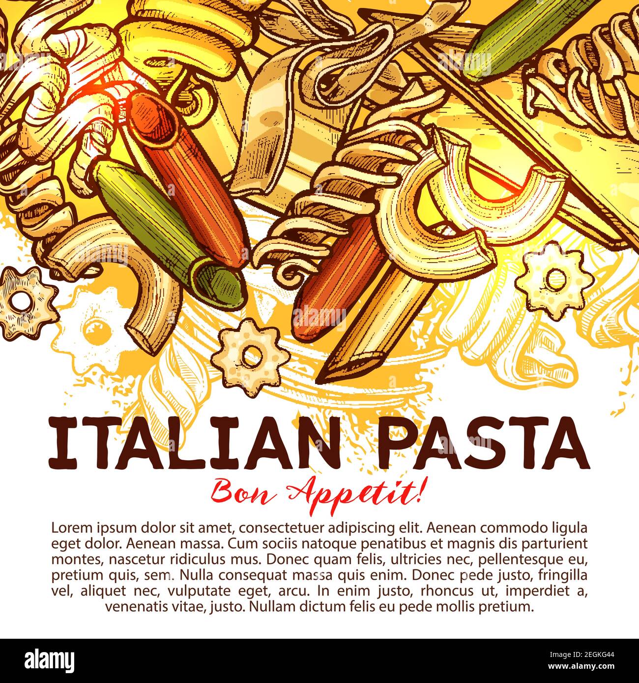 Italian pasta menu cover with traditional food of Italy. Spaghetti ...