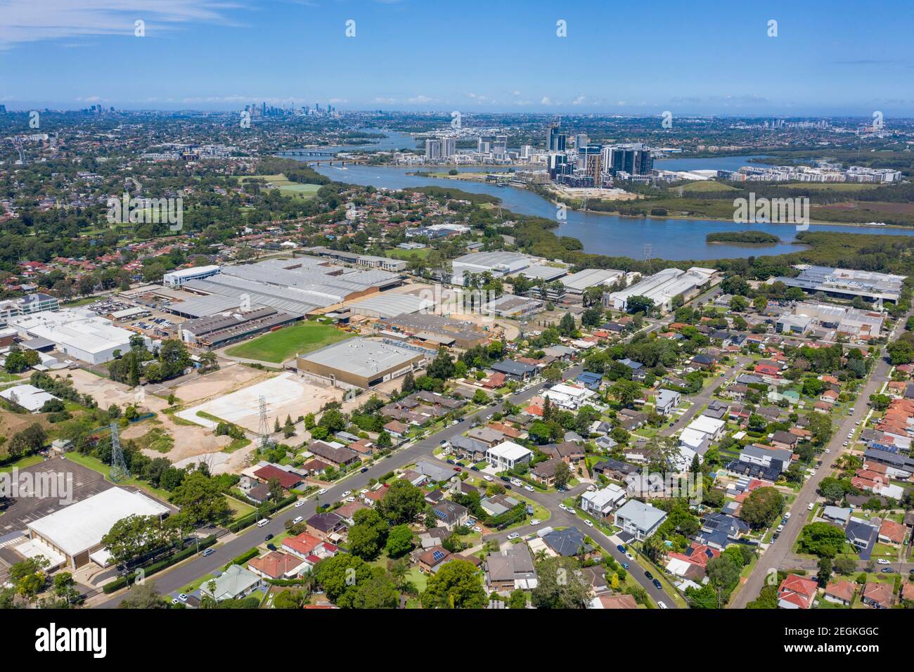The Sydney suburb of Ermington looking east towards the Parramatta ...