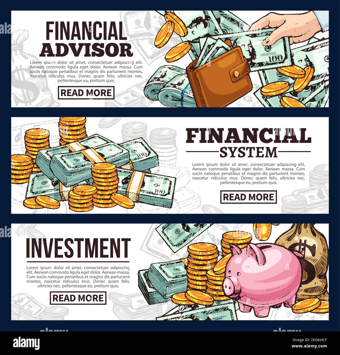 Money banner of finance and investment business concept. Cash money of ...