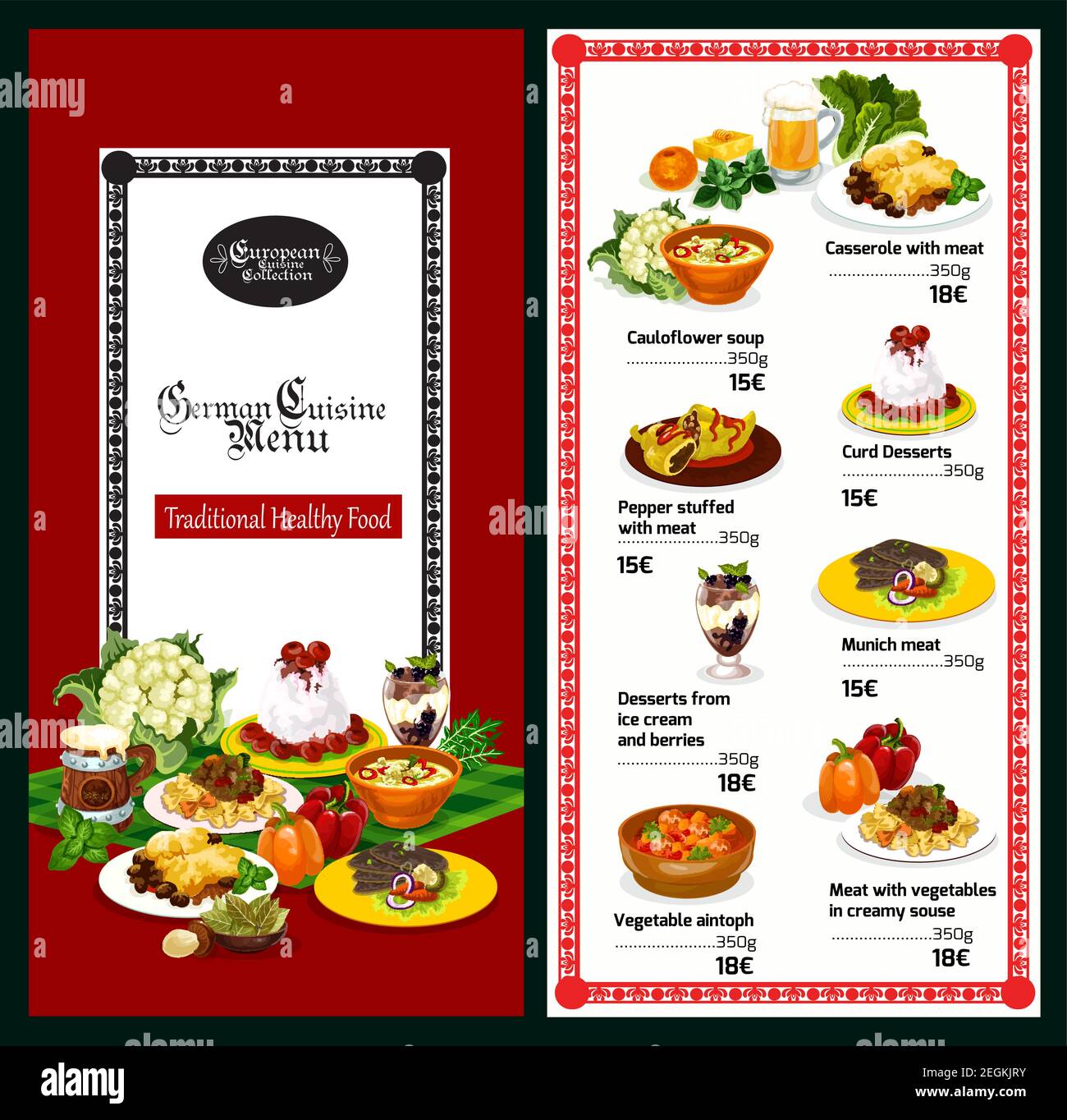 German cuisine restaurant menu template of traditional bavarian food ...