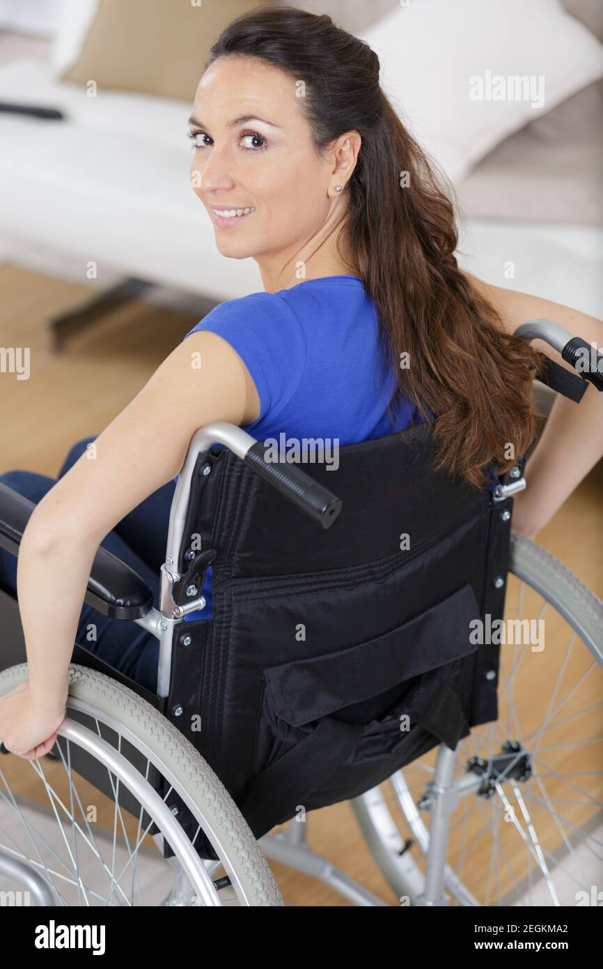 happy disable woman looking at the camera Stock Photo - Alamy