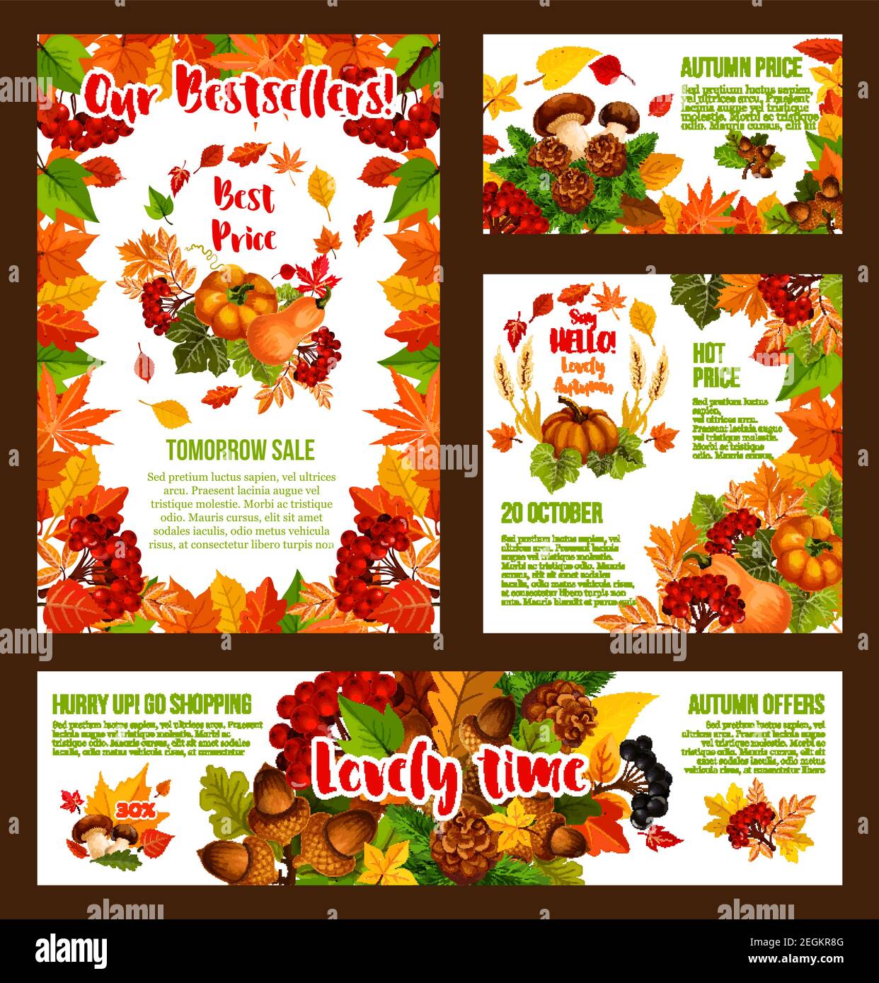 Autumn Sale promo web banners and shopping discount bestsellers posters ...
