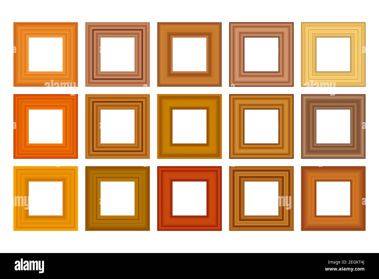 Big set of squared golden vintage wooden frame for your design. Vintage ...