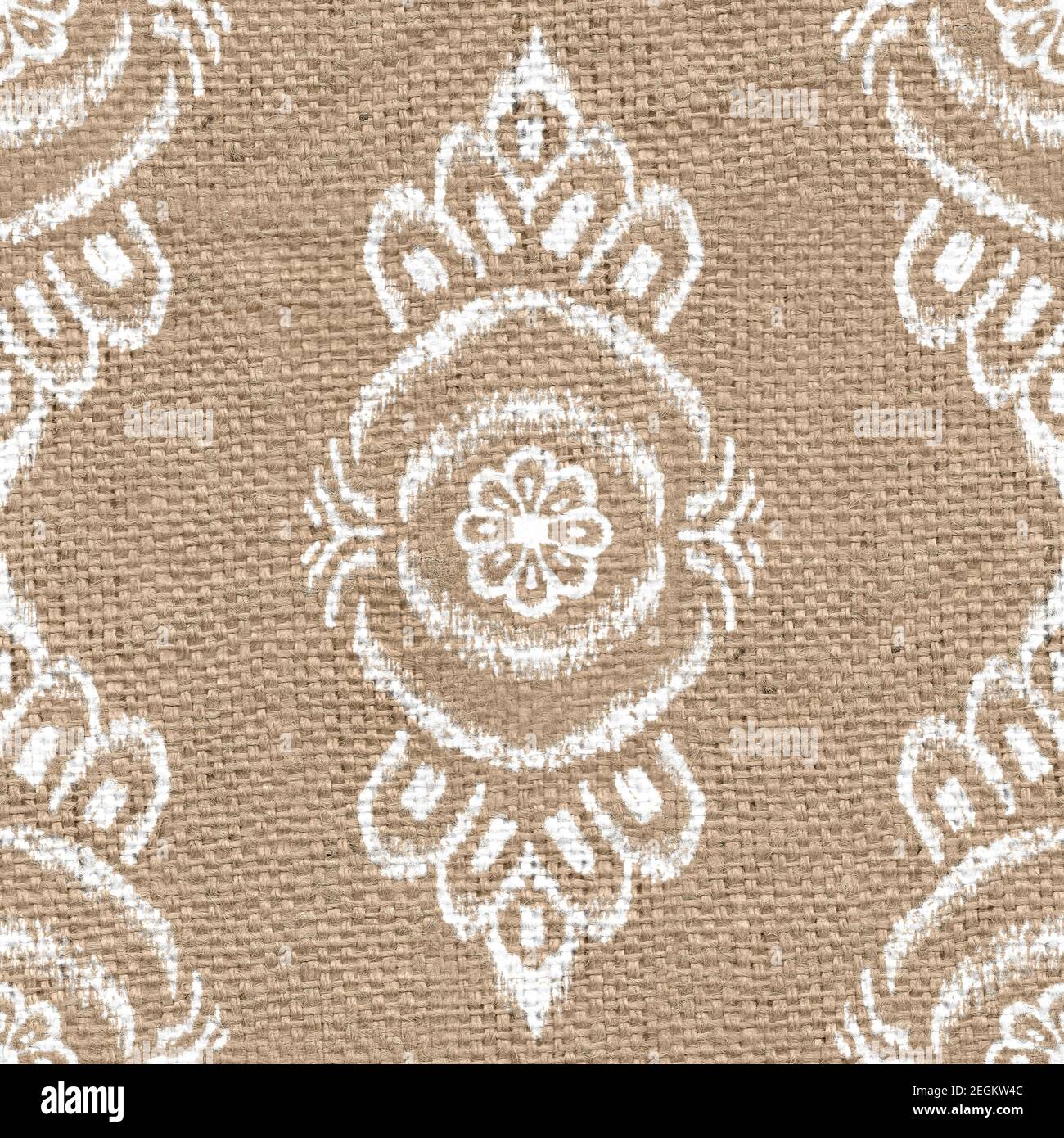 Seamless burlap with white paint pattern overlay Stock Photo - Alamy