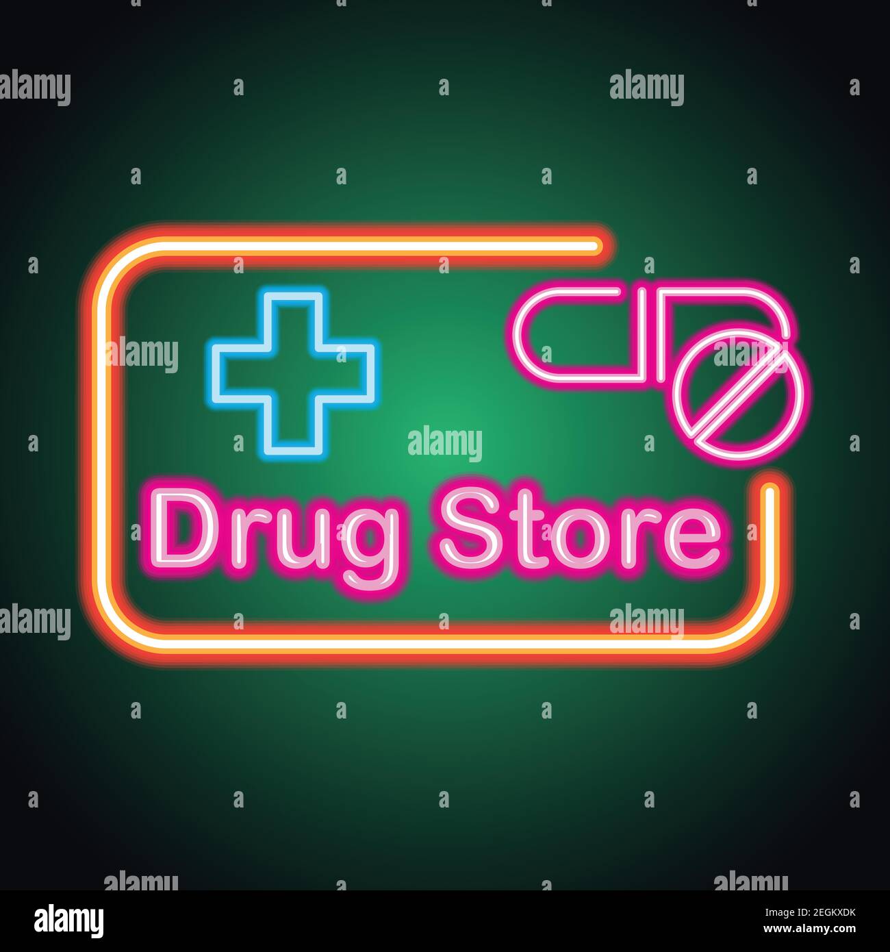 medical drug store, pharmacy neon sign plank for medicine business ...