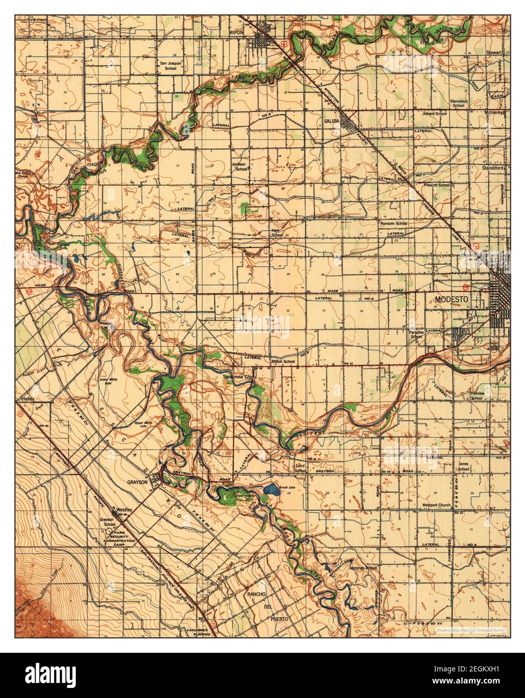Map of modesto california Cut Out Stock Images & Pictures - Alamy