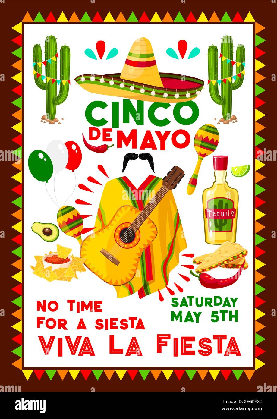 Cinco de Mayo Mexican party poster for Mexico national holiday ...