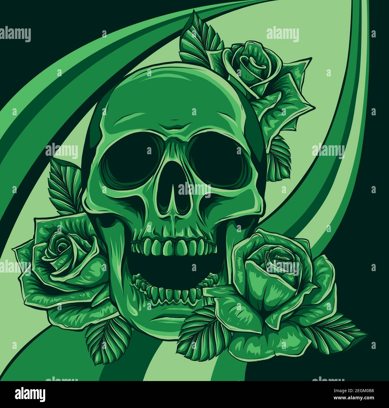 A human skulls with roses vector illustration Stock Vector Image & Art ...