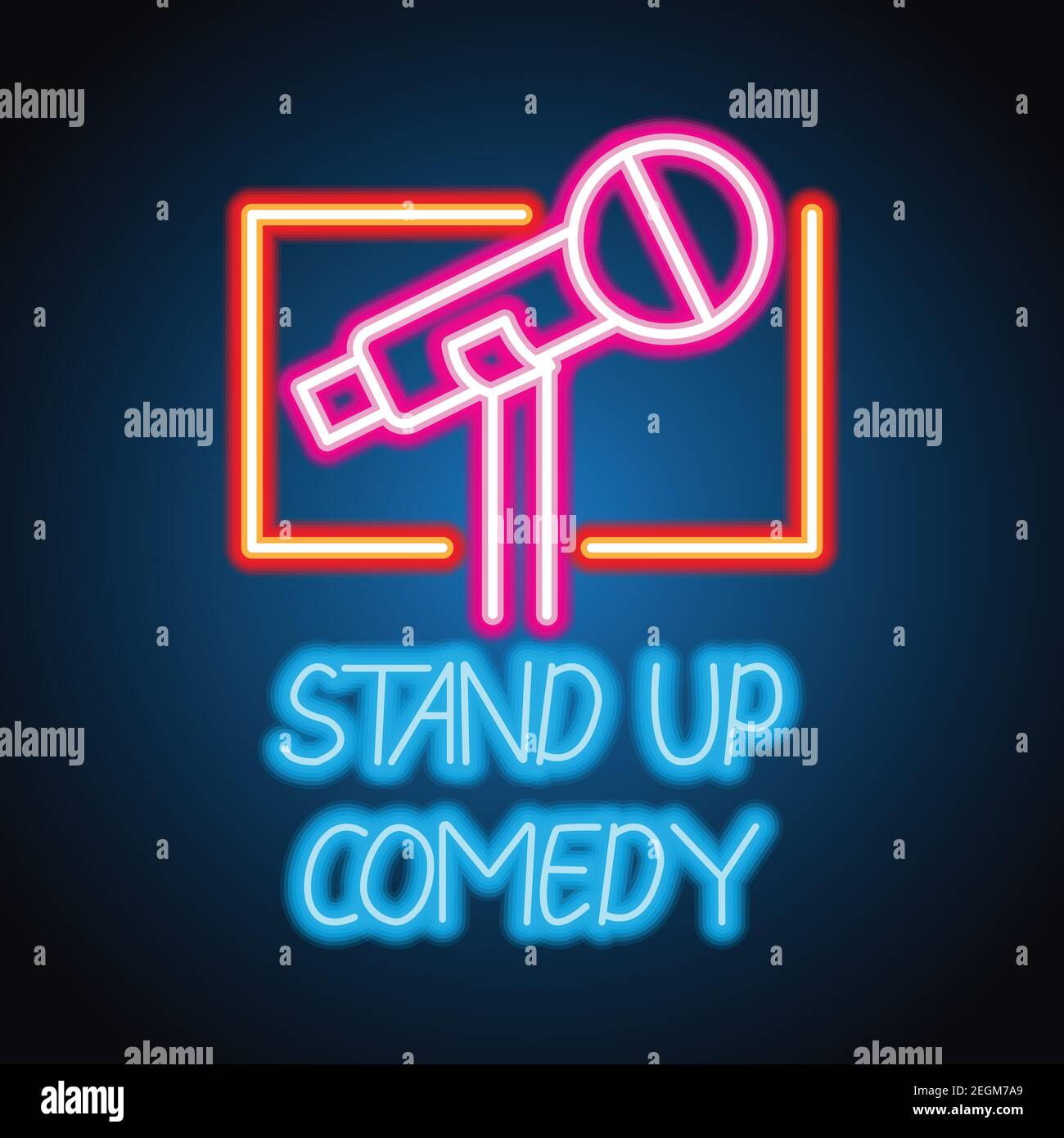 stand up neon sign for stand up comedy advertisement. vector ...