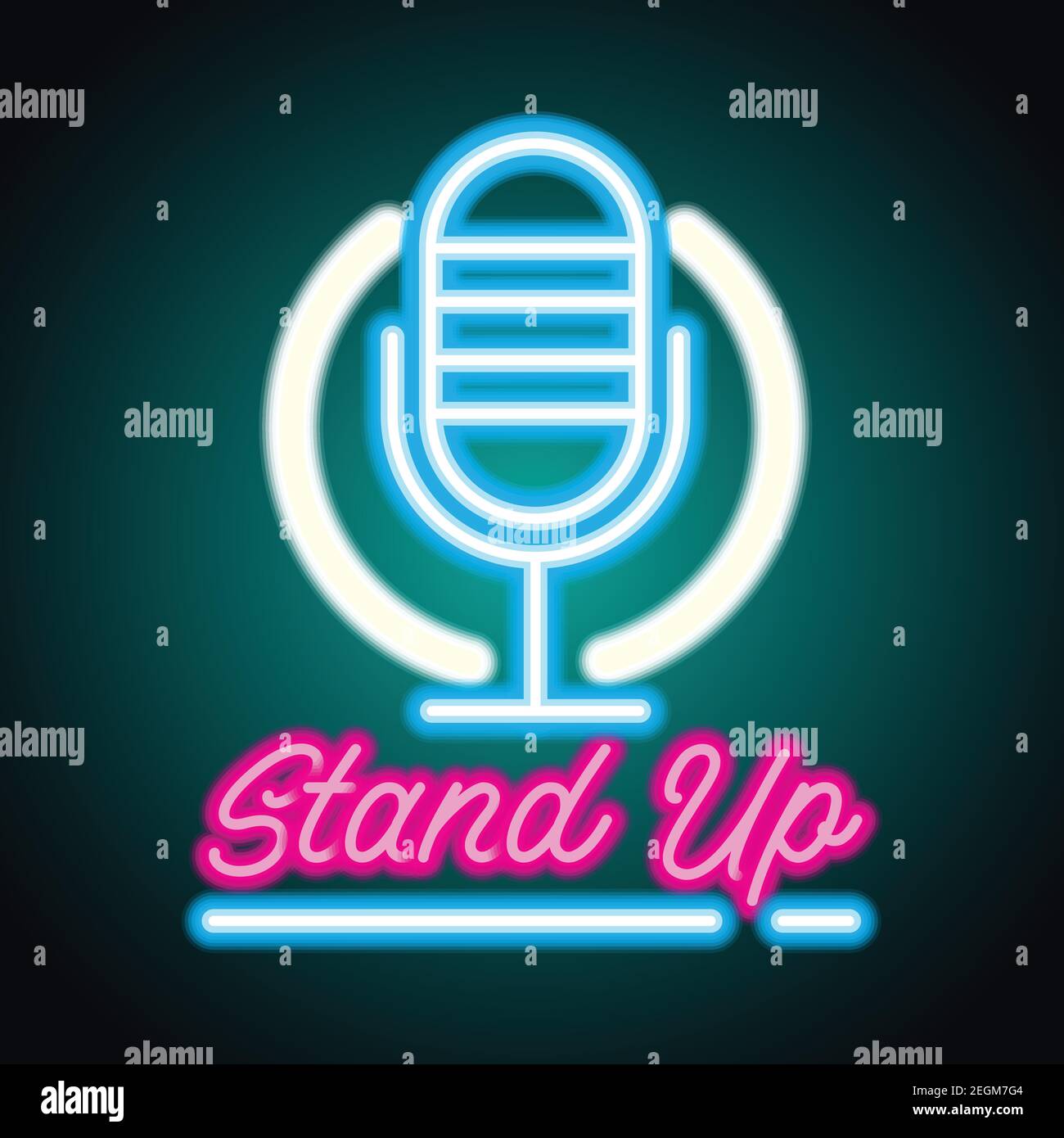 stand up neon sign for stand up comedy advertisement. vector ...