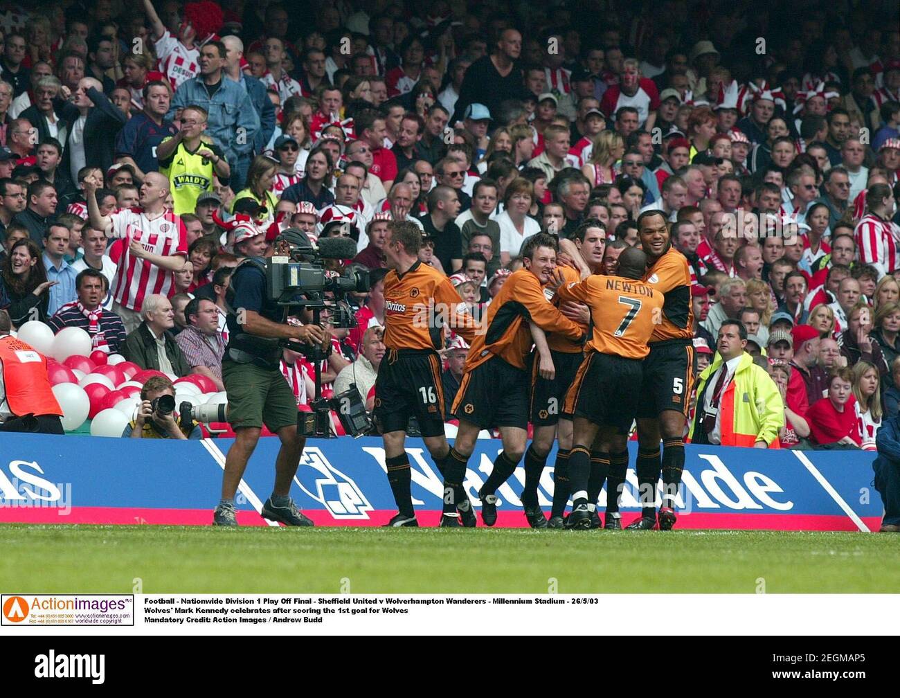 Mark kennedy celebrates scoring wolves 1st goal hi-res stock ...