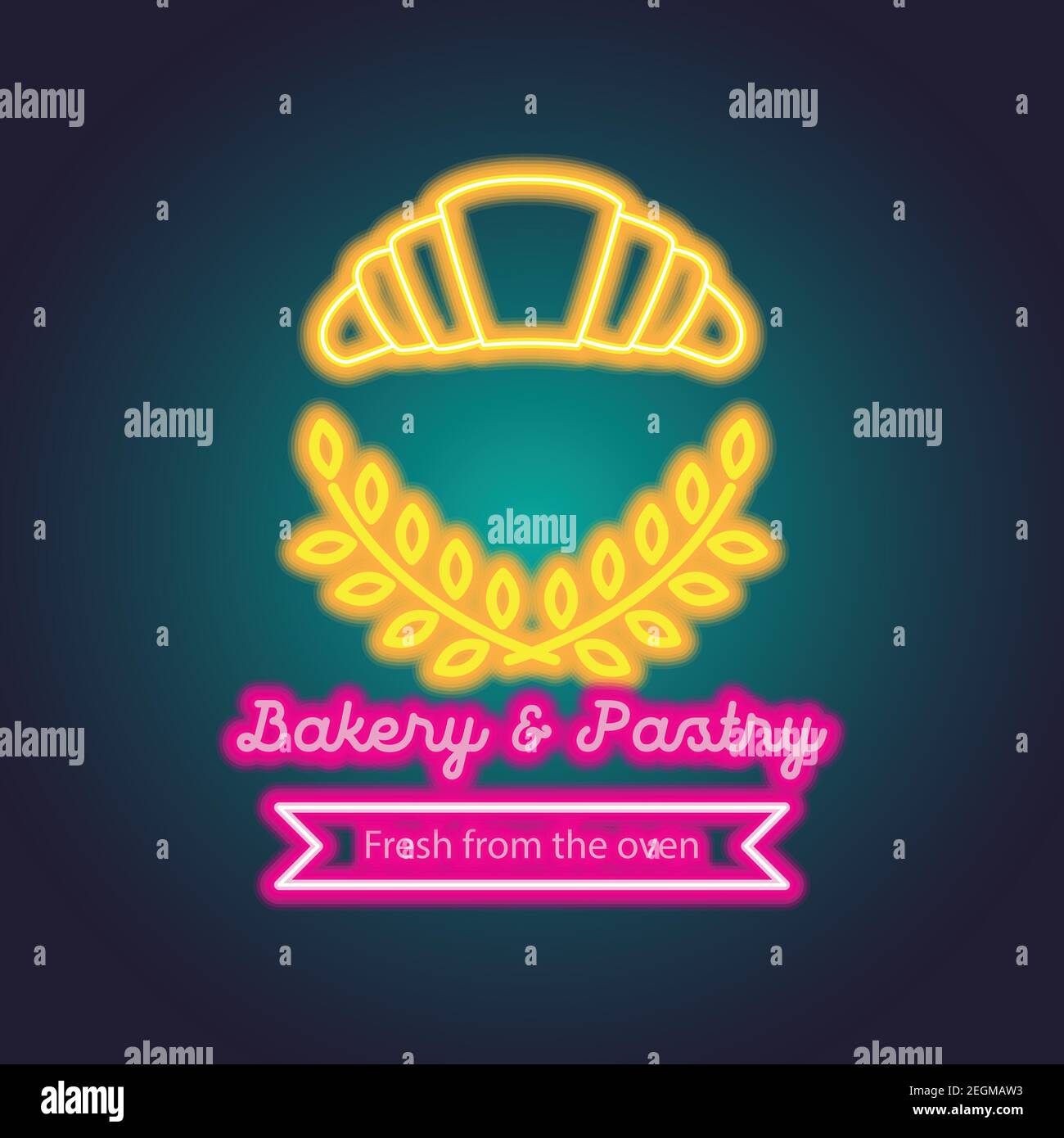 bakery and pastry neon sign for bakery and pastry advertisement. vector ...