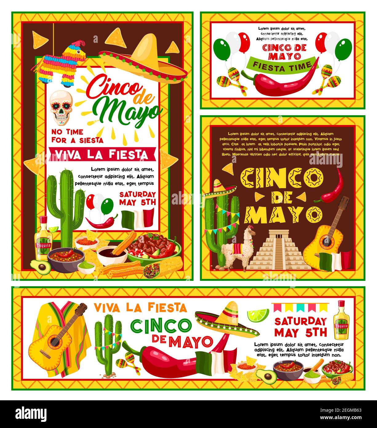 Cinco de Mayo Mexican national holiday celebration fiesta party posters ...